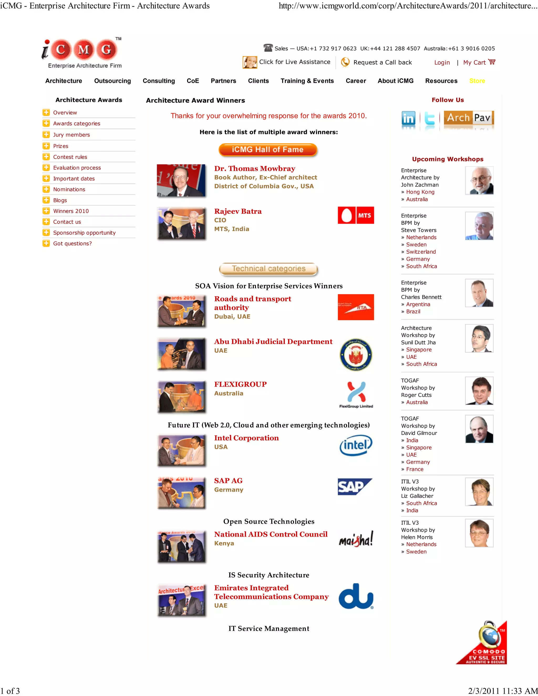 iCMG Architecture Awards 2010 Winners | PDF