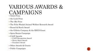 Awards and Campaigns Related to Alternative Animal Use | PPT