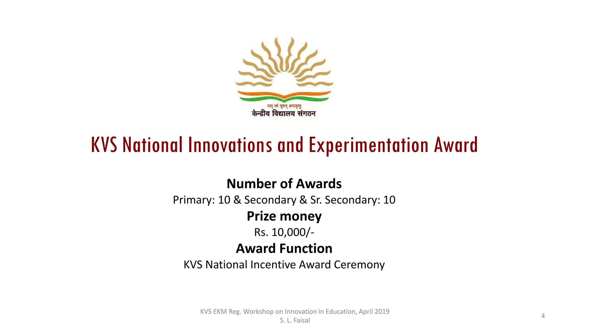 Awards for School Teachers for Innovations,Experimentation & ICT in ...