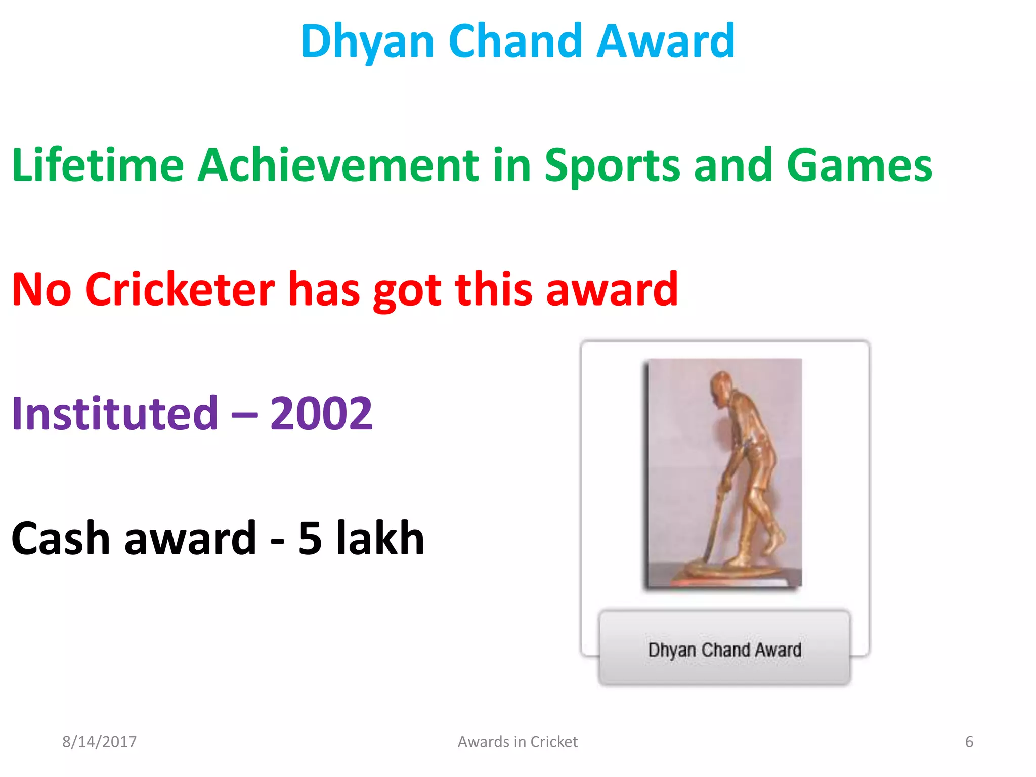 Awards in cricket | PPTX