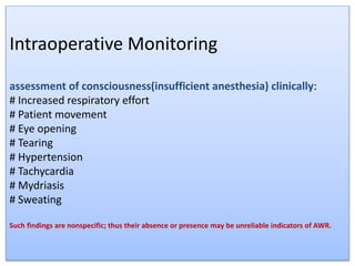 Awareness during anesthesia | PPTX