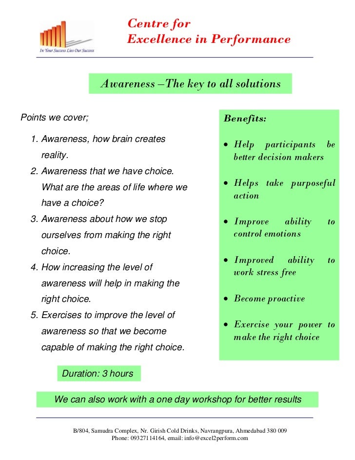 Awareness the key to all problems