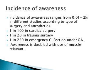 Awareness during anesthesia | PPTX