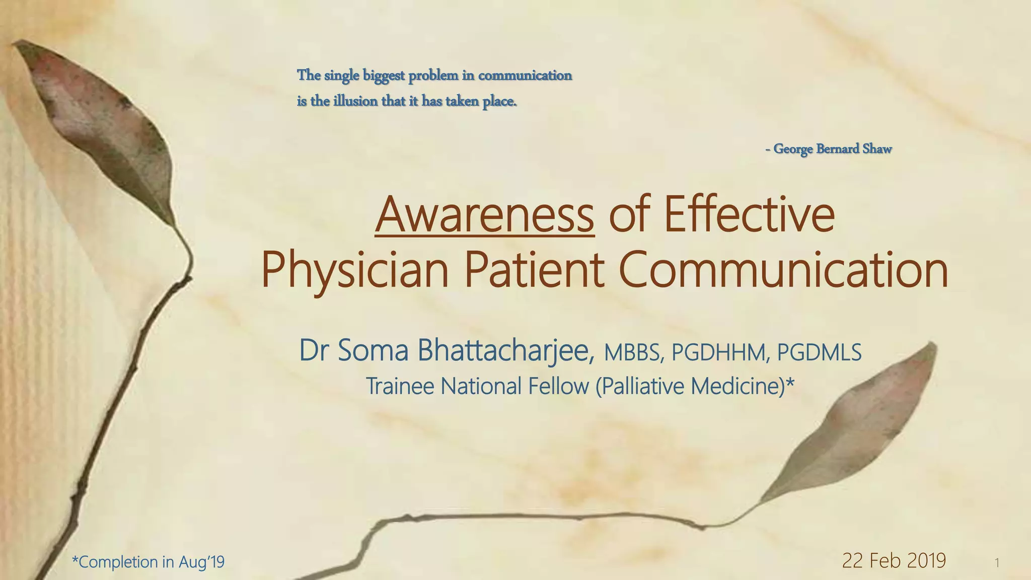 Awareness of Physician Patient Communication | PPTX