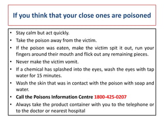 POISON INFORMATION CENTER AWARENESS & FIRST AID MEASURES FOR POISONING ...