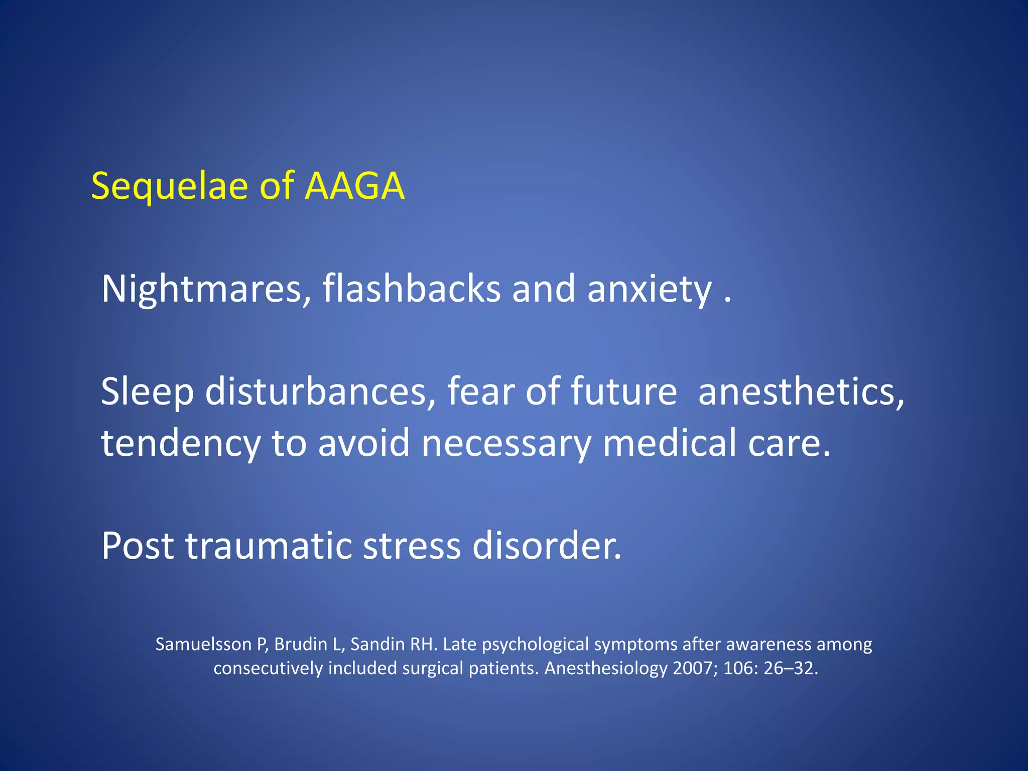 accidental Awareness under general Anaesthesia | PPTX