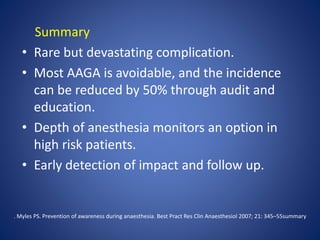accidental Awareness under general Anaesthesia | PPTX