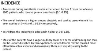 Awareness under anaesthesia | PPTX