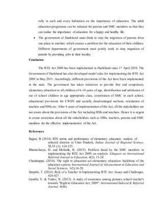 Awarness of stakeholders about the rte act 2009 | DOCX