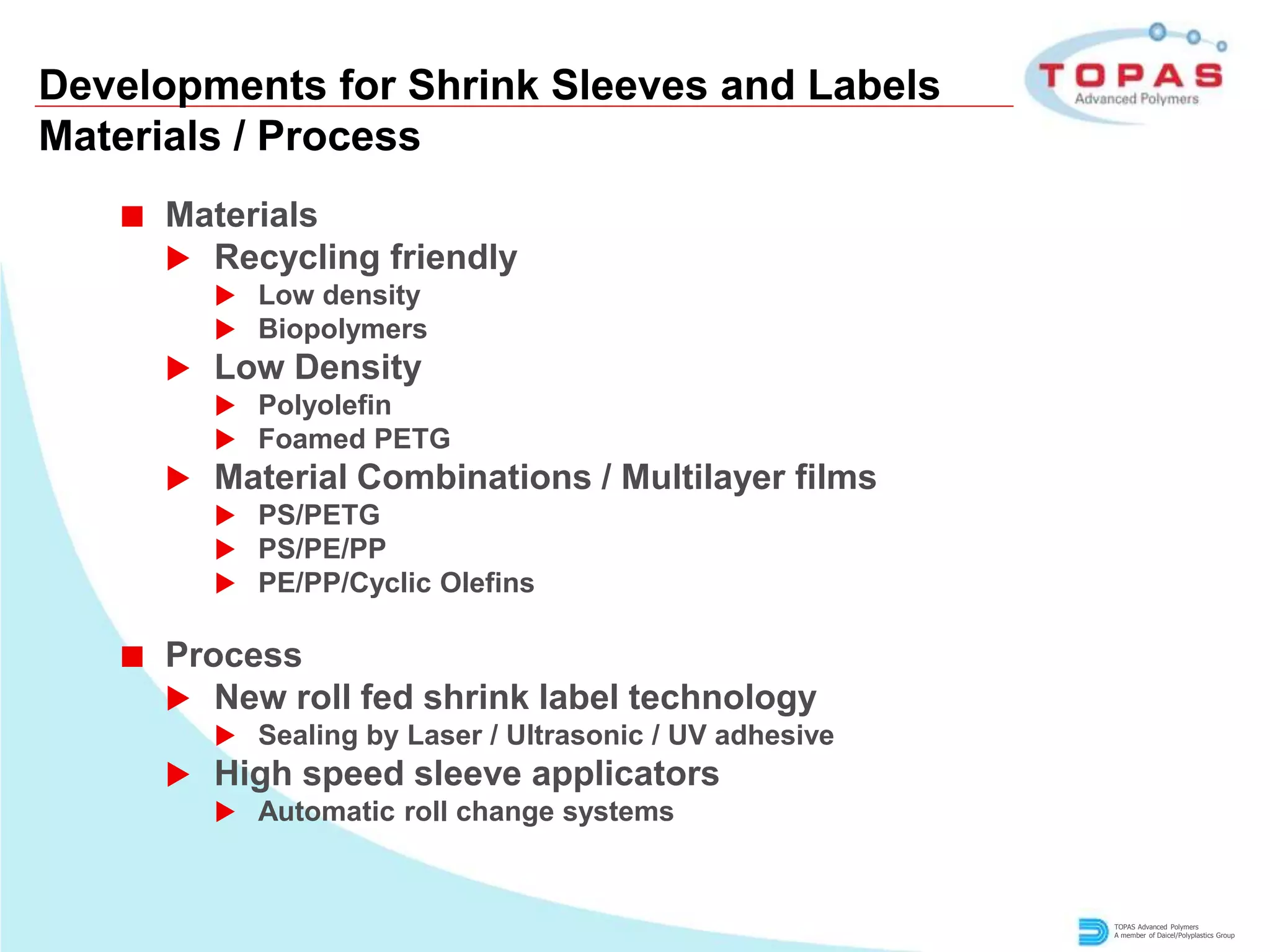 Shrink Labels and Films with TOPAS | PDF