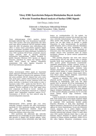 A wavelet transfom based analysis of surface emg signals | PDF