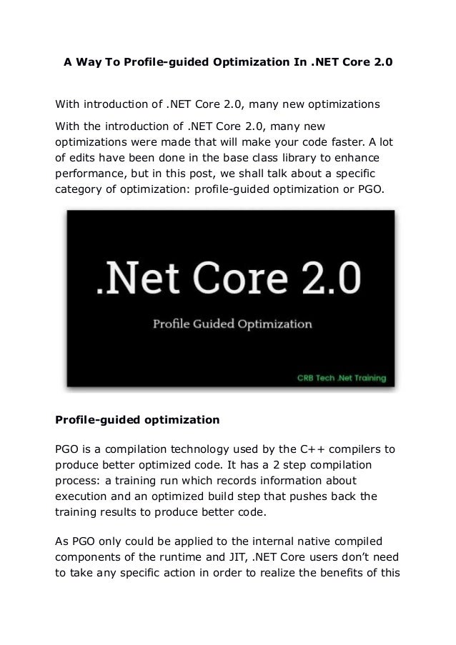 A Way Toprofile Guidedoptimizationinnetcore20 