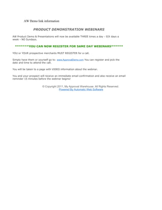 Aw Demo Link Information | DOC