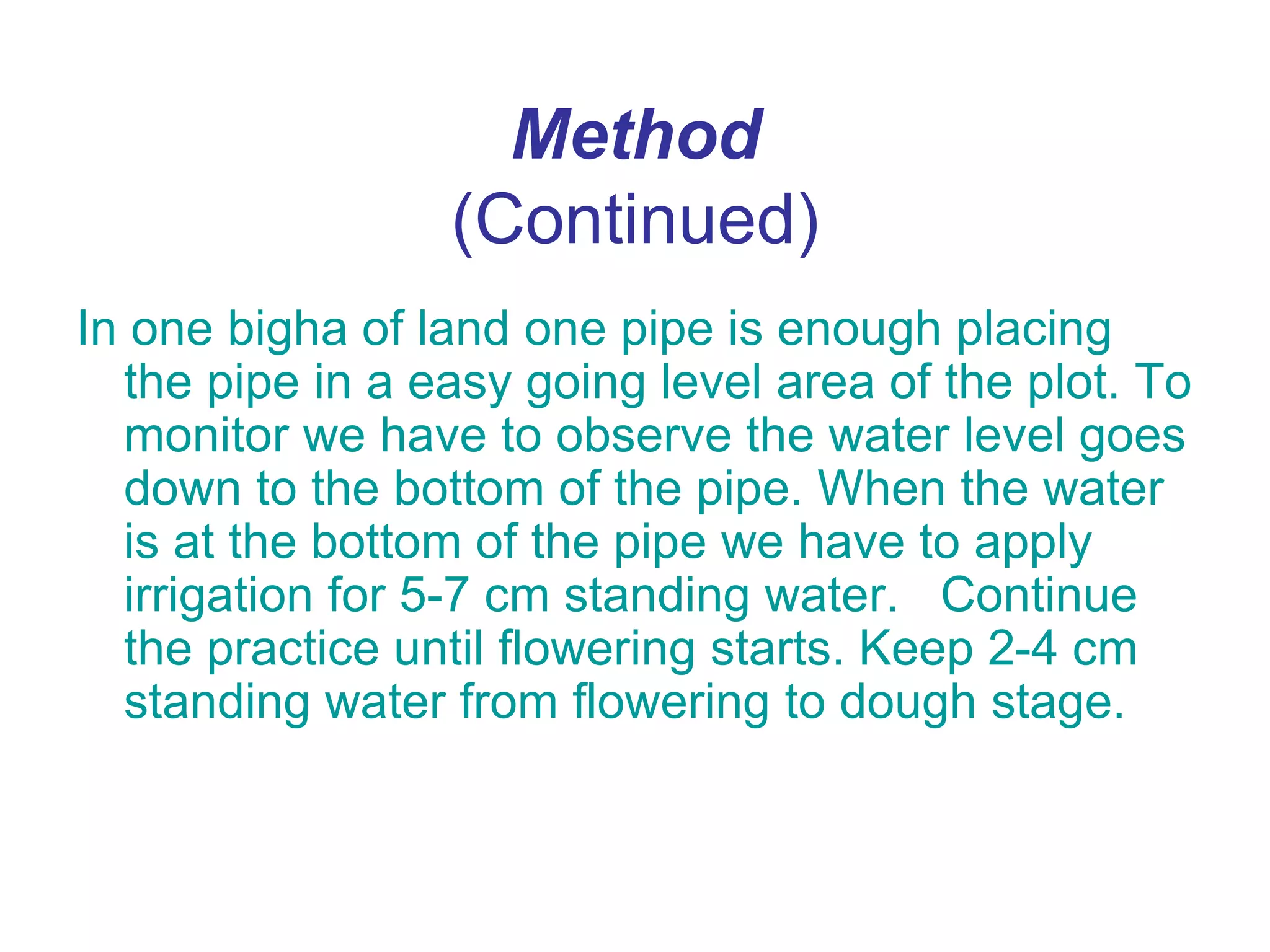 Irrigation water Management, Alternate weting and drying AWD | PPT
