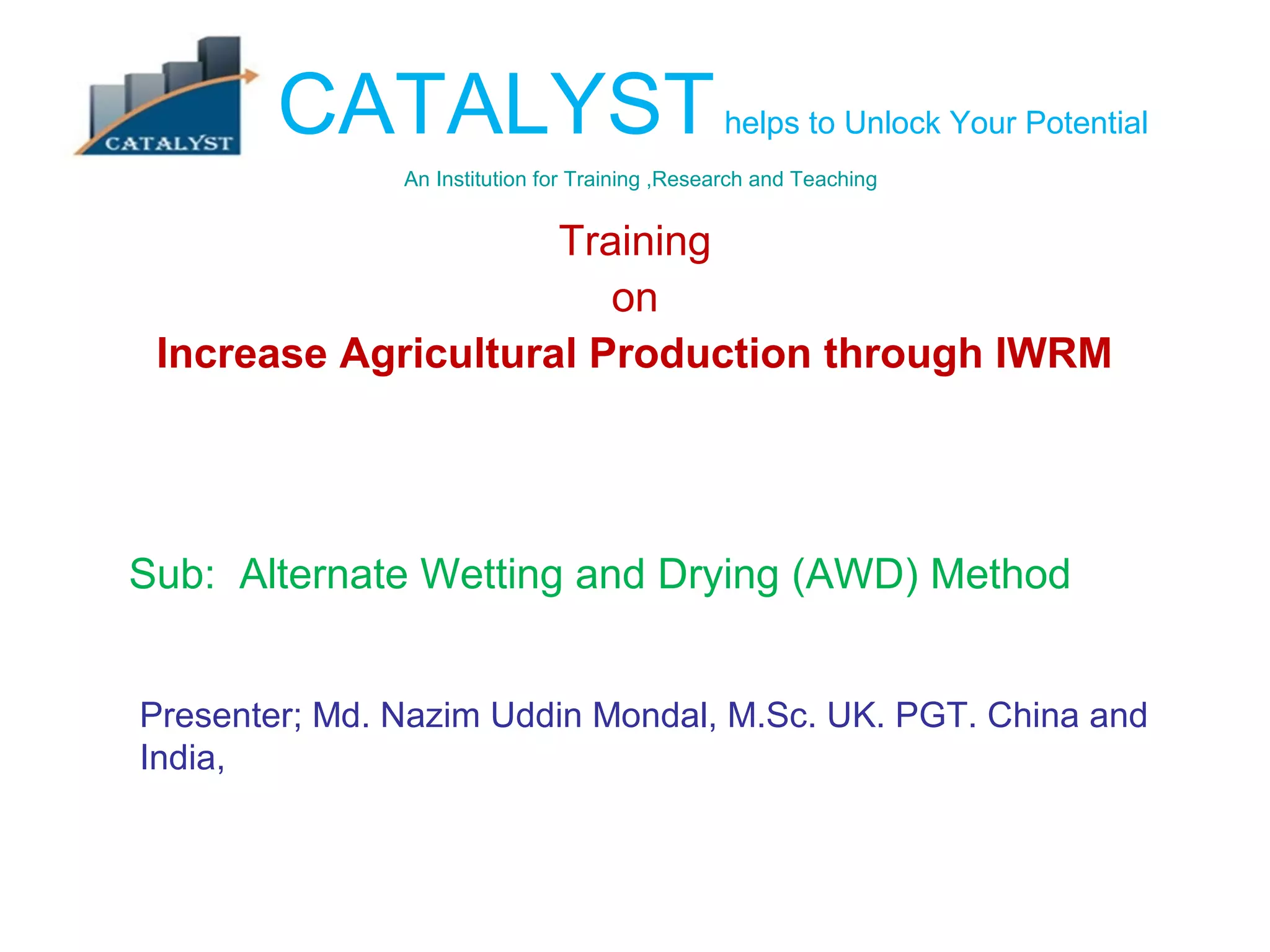 Alternate weting and drying AWD, technology for rice | PPT