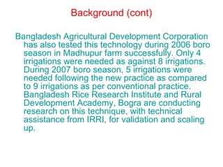 Alternate weting and drying AWD, technology for rice | PPT