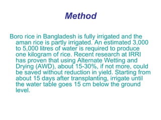 Alternate weting and drying AWD, technology for rice | PPT