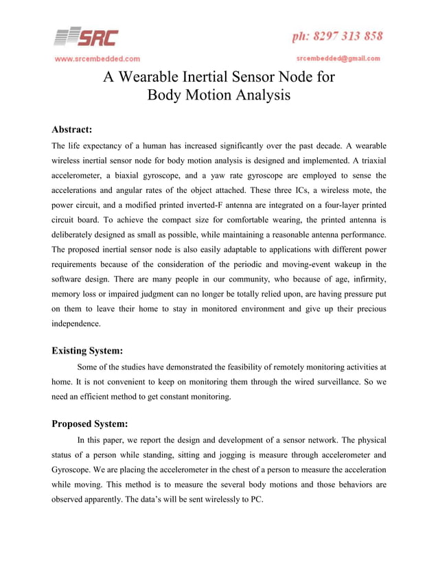 A wearable inertial sensor node for body motion analysis | PDF