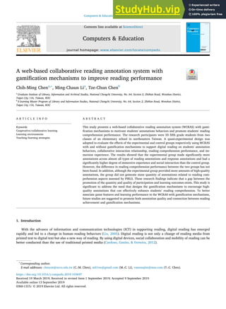 A Web-Based Collaborative Reading Annotation System With Gamification Mechanisms To Improve ...