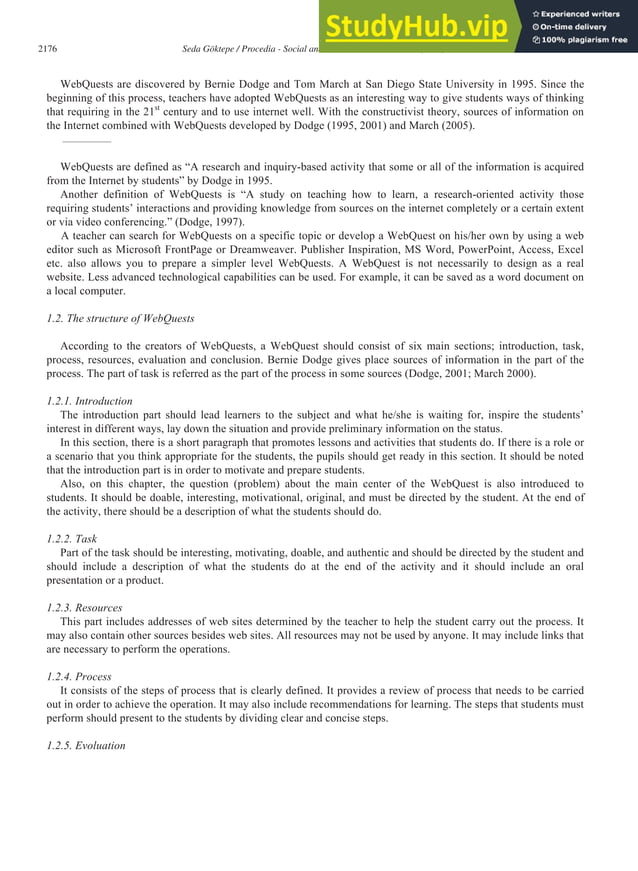 A WebQuest Example For Mathematics Education | PDF