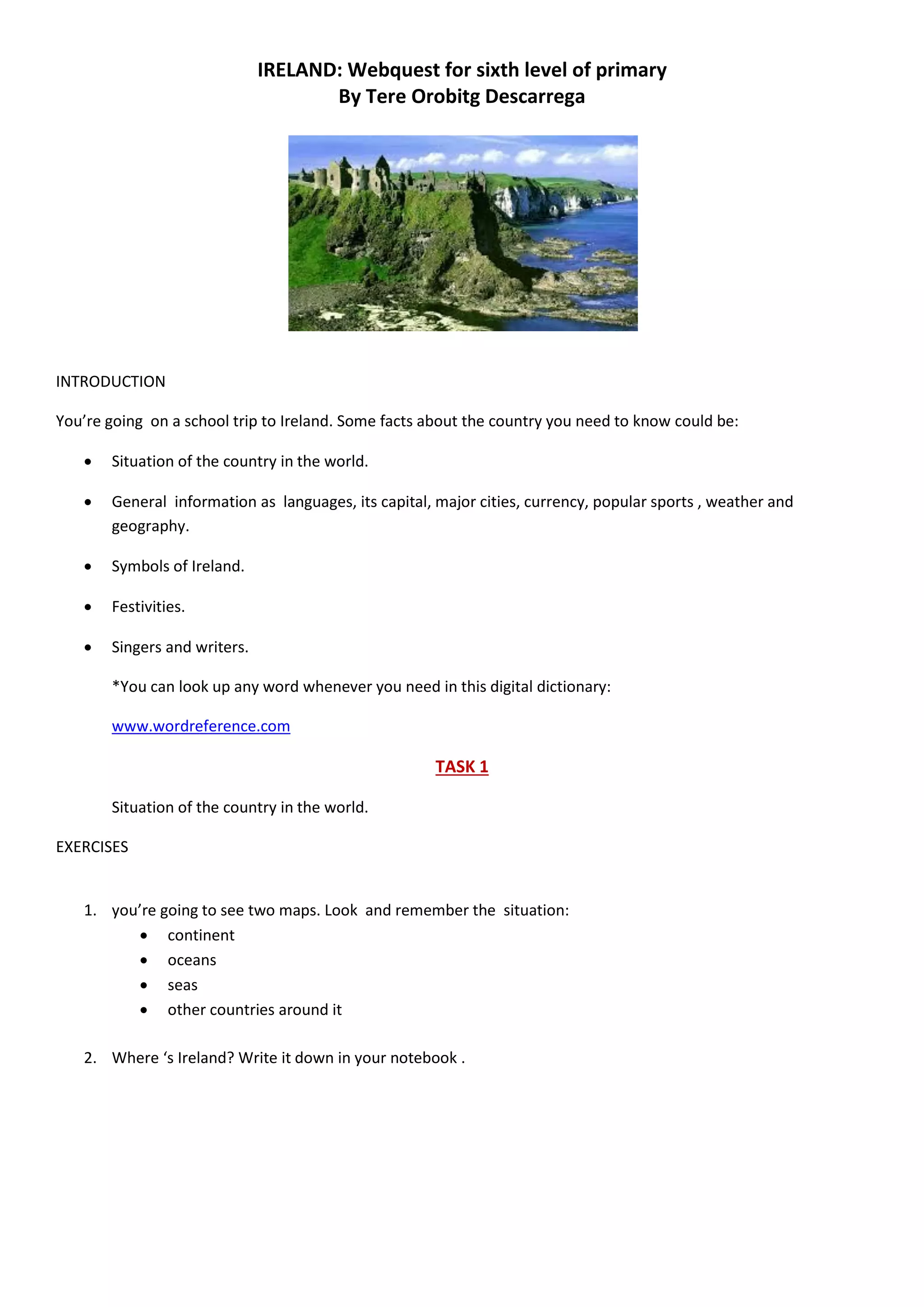 A webquest of ireland | PDF