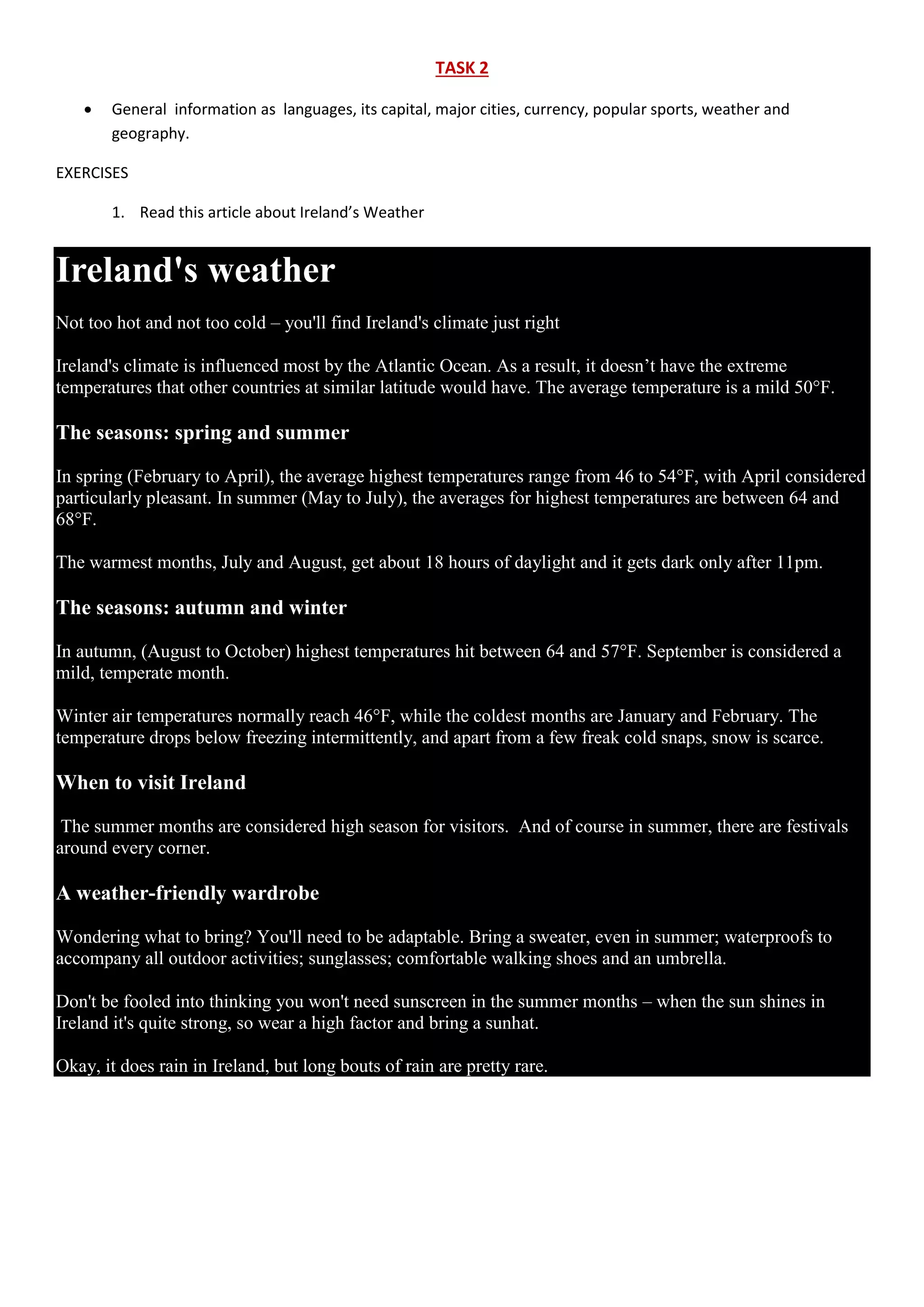 A webquest of ireland | PDF