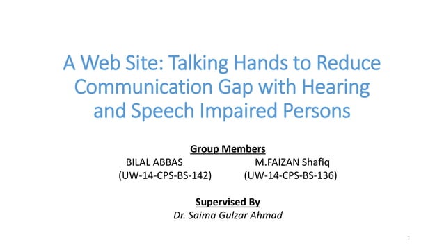 Communication System for Deaf and Dumb(Software System). | PPT
