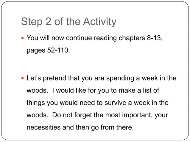 A Week In The Woods | PPTX