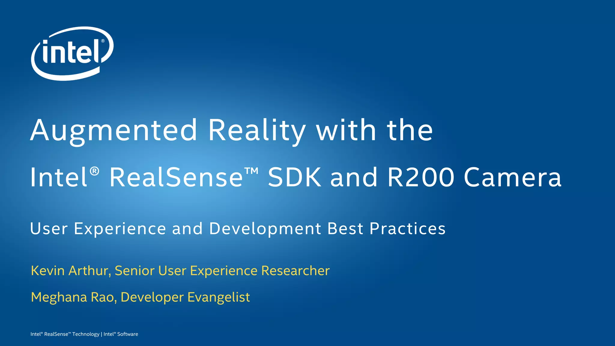 Augmented Reality with the Intel® RealSense™ SDK and R200 Camera | PDF