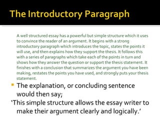 A Well Structured Essay | PPT