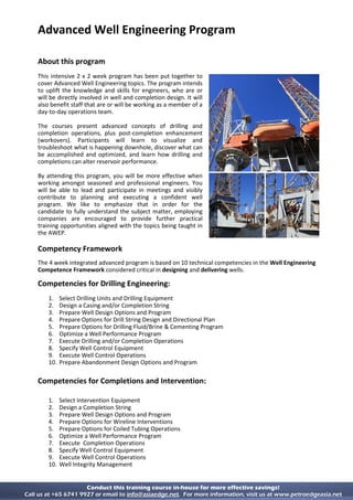 ADVANCED WELL ENGINEERING PROGRAM (AWEP) | PDF