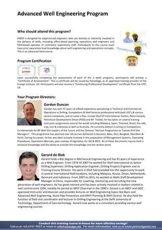 ADVANCED WELL ENGINEERING PROGRAM (AWEP) | PDF