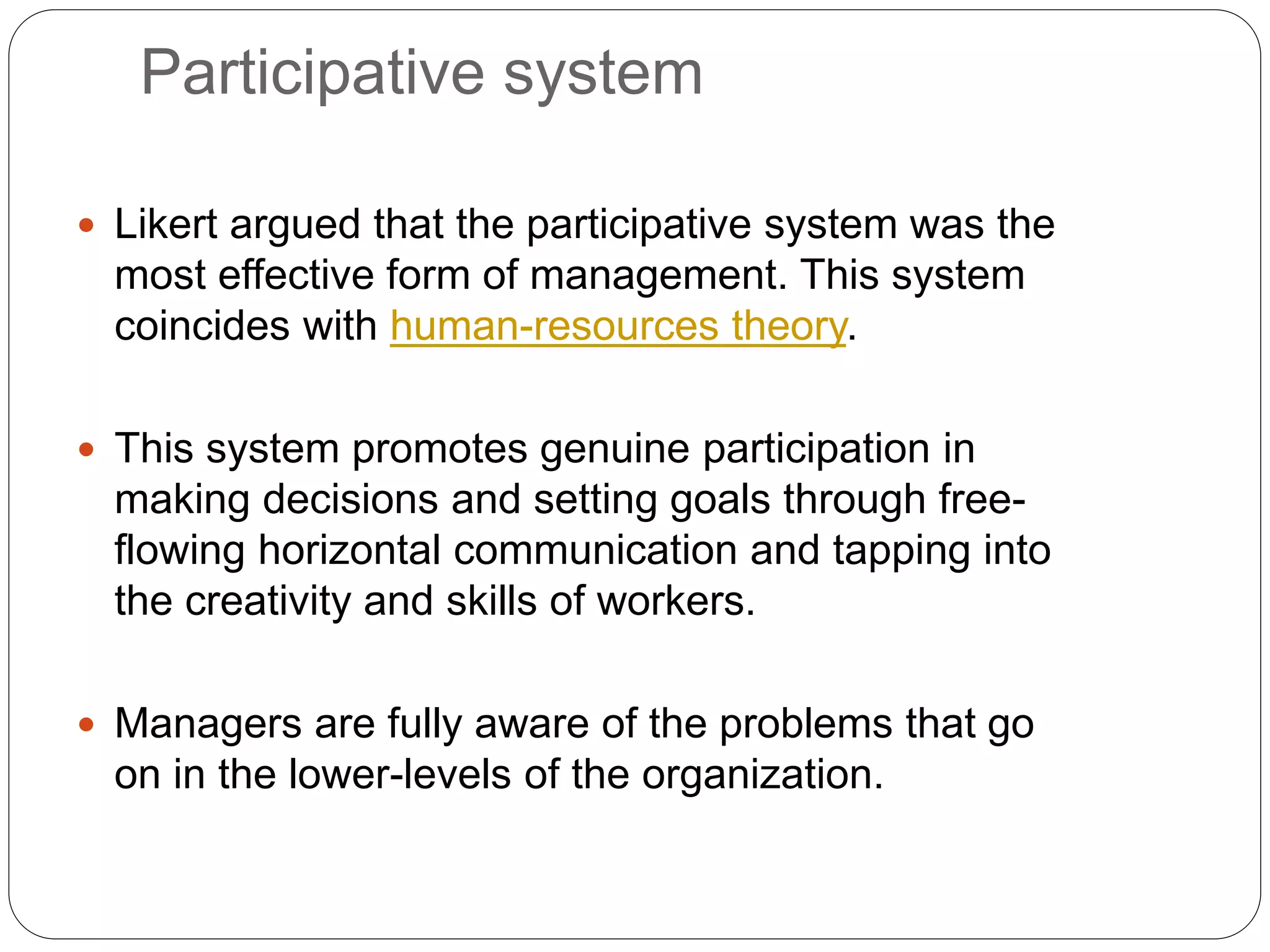 Rensis likert System of Management | PPTX