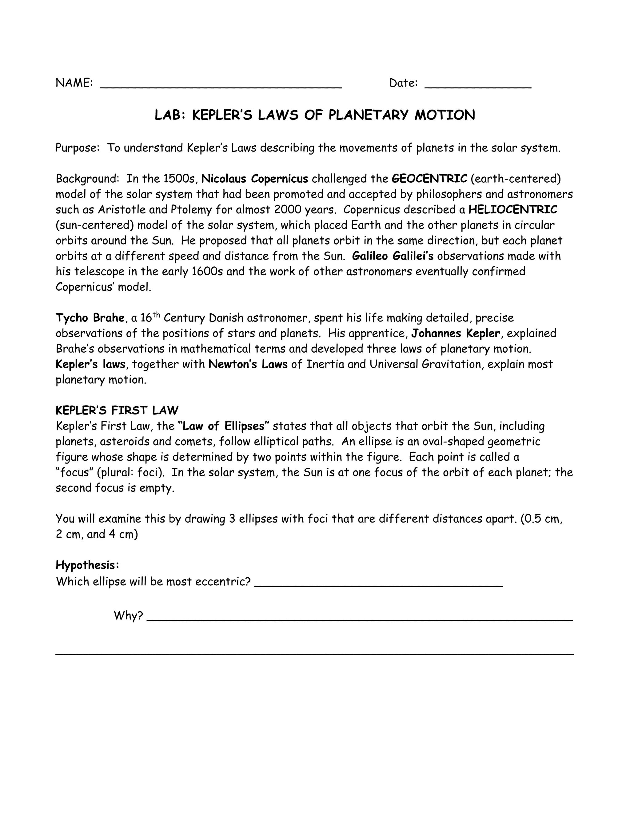 Awesome kepler's laws lab | PDF