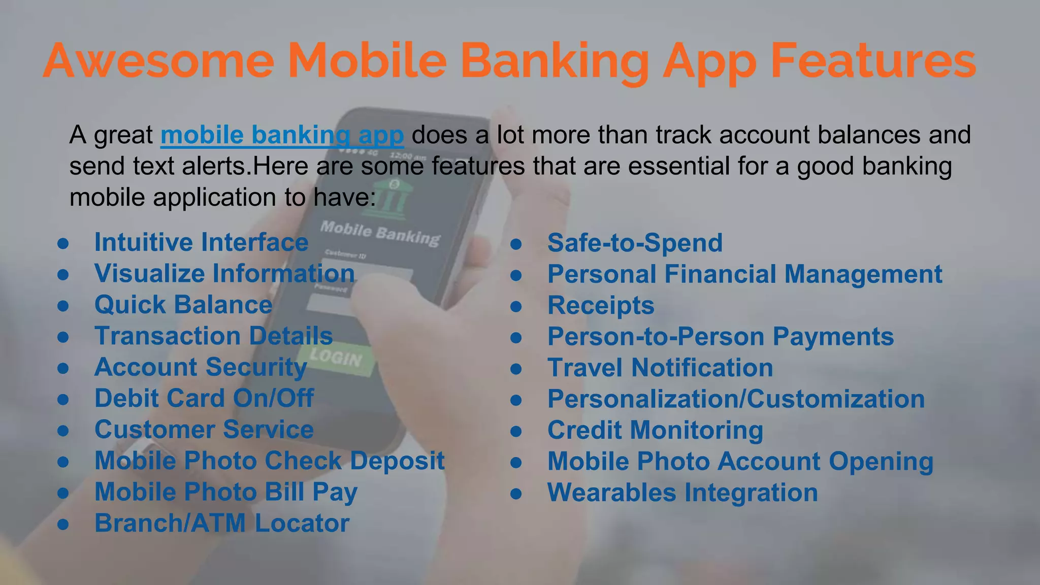 Awesome Mobile Banking App Features | PPT | Free Download