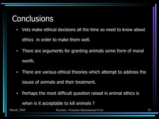 Introduction to Animal Welfare Ethics | PPT