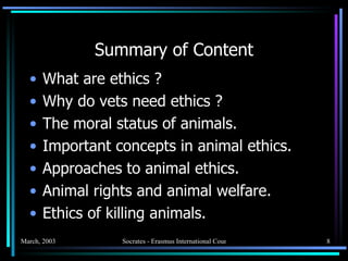 Introduction to Animal Welfare Ethics | PPT