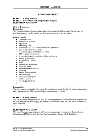 Queensland First Aid student handbook | PDF