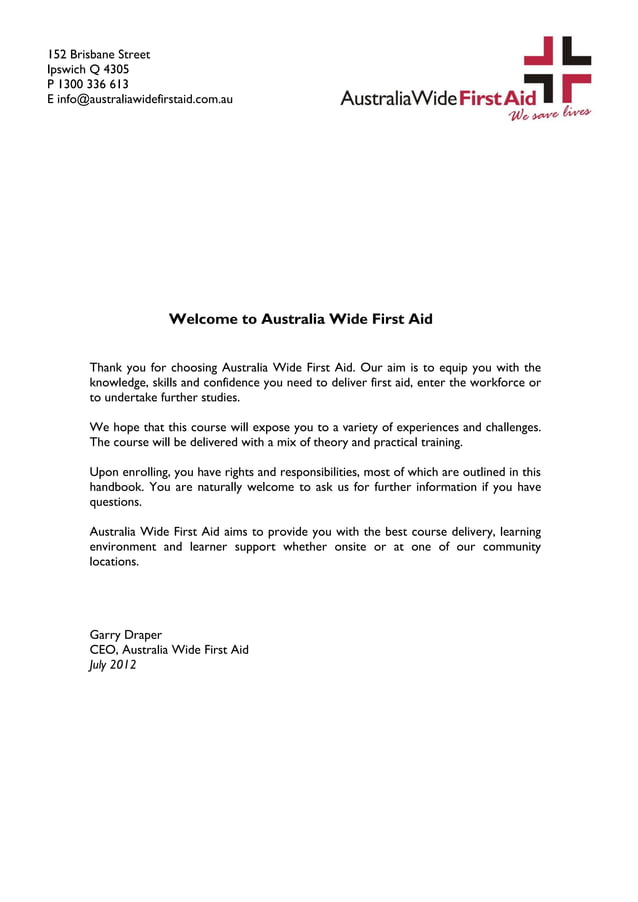 Queensland First Aid student handbook | PDF