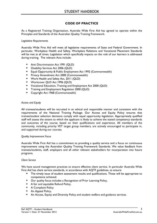 Queensland First Aid student handbook | PDF