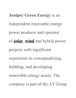 Wind Power Project | Juniper Green Energy | DOCX