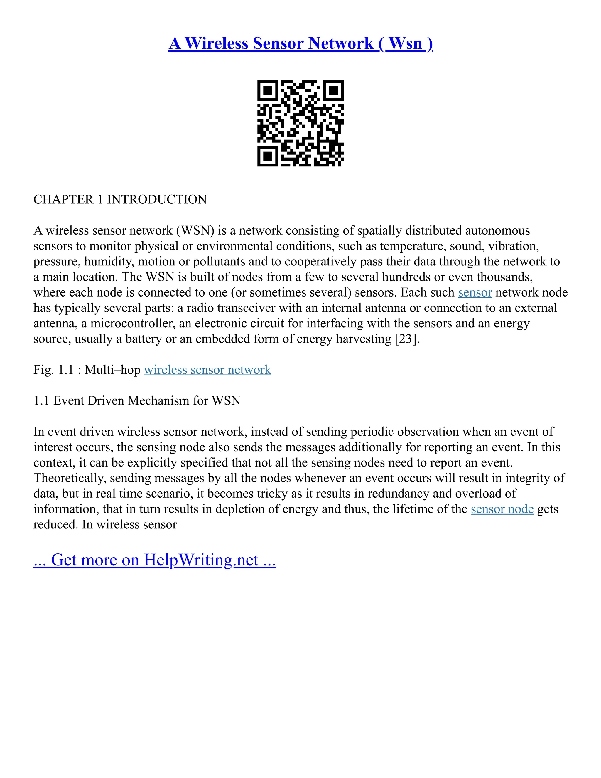 A Wireless Sensor Network ( Wsn ) | PDF | Internet of Things | Internet