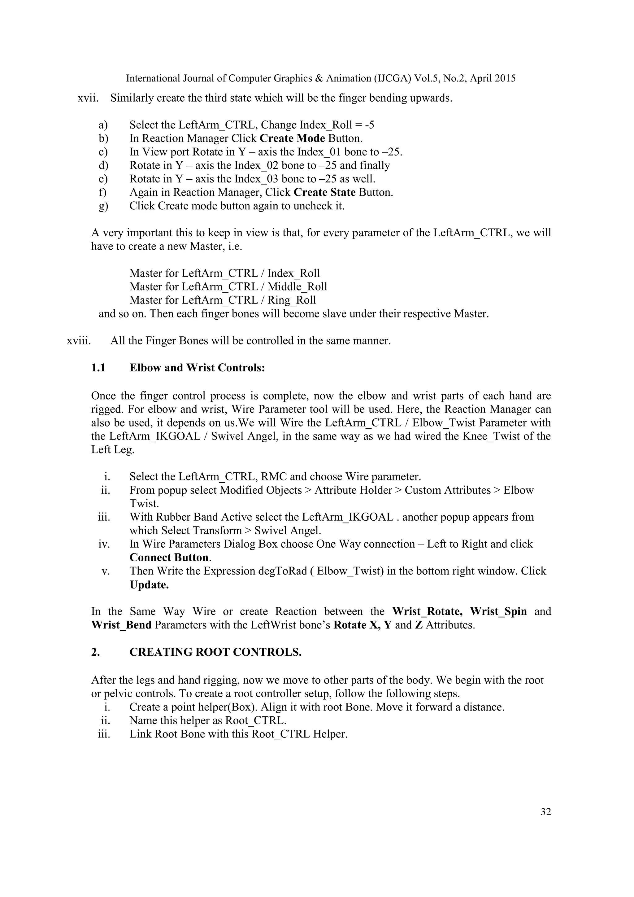 A Wire Parameter and Reaction Manager basedBiped Character Setup and ...
