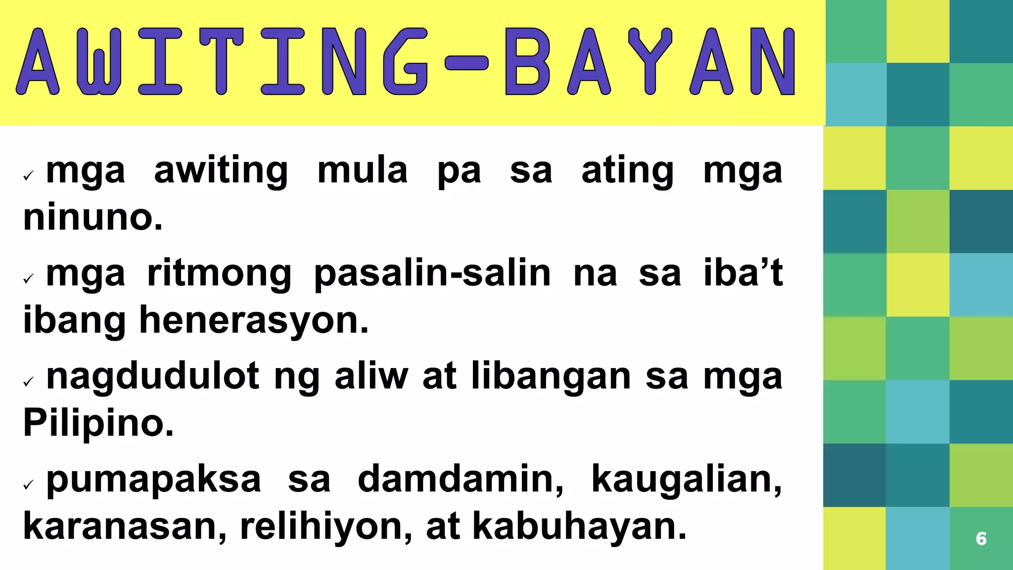 Awiting-bayan-Filipino 7 | PPTX