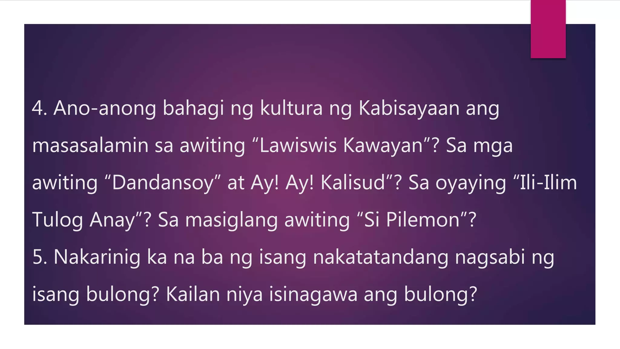 Awiting bayan at bulong ng kabisayaan | PPTX
