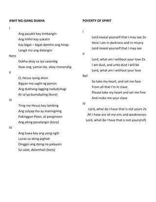 Awit ng isang dukha | DOCX