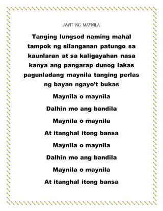 Awit ng maynila | DOCX