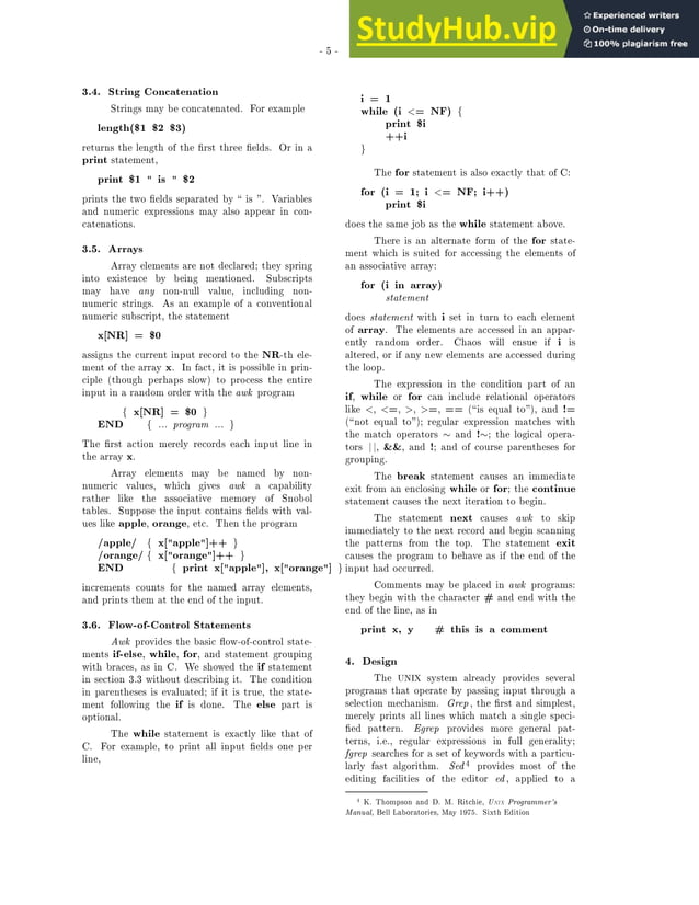 Awk A Pattern Scanning And Processing Language Second Edition Pdf