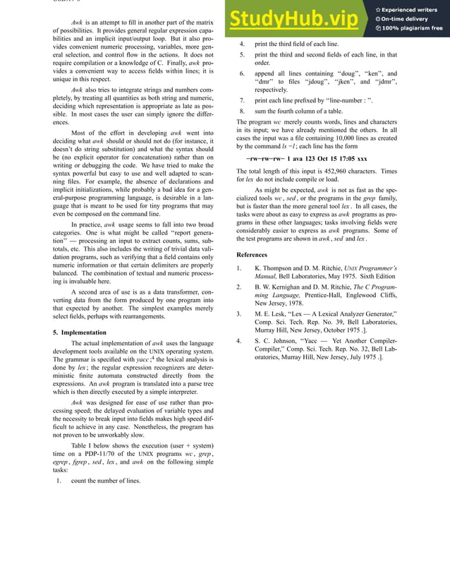 Awk A Pattern Scanning And Processing Language Pdf Programming 5839