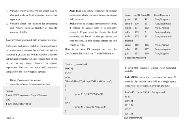 Awk programming | DOCX